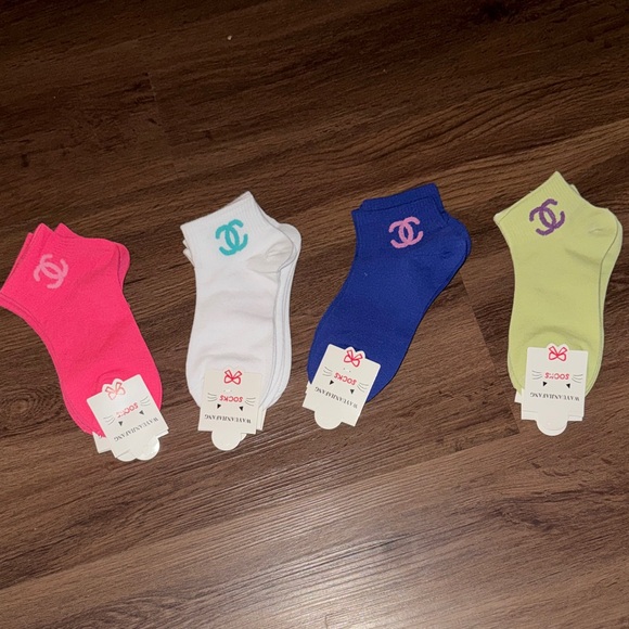 Accessories | Colorful Logo Ankle Socks Pink White Blue Lime | Poshmark
